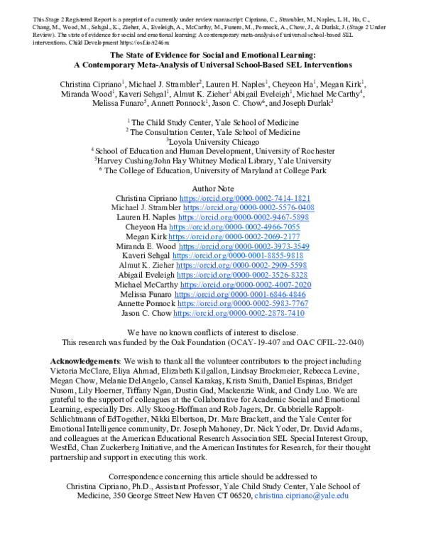 (PDF) Stage 2 Report: The State of the Evidence for Social and ...