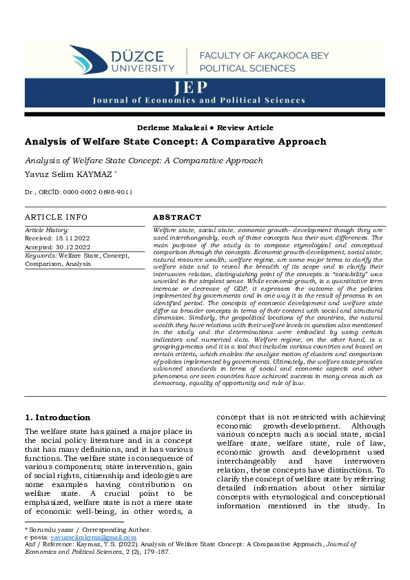 (PDF) Analysis of Welfare State Concept: A Comparative Approach