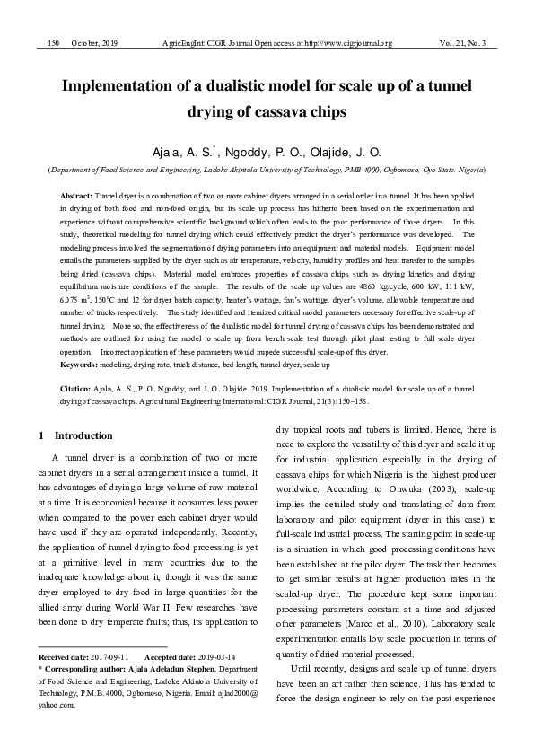 (PDF) The implementation of a dualistic model for scale up of a tunnel ...