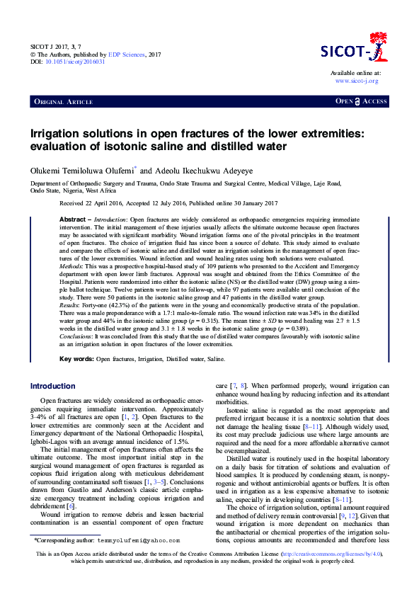 (PDF) Irrigation solutions in open fractures of the lower extremities ...