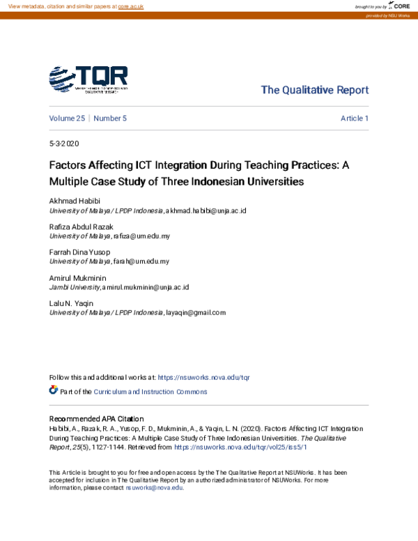 (PDF) Factors Affecting ICT Integration During Teaching Practices: A Multiple Case Study of ...