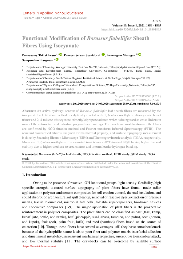 (PDF) Functional Modification of Borassus flabellifer Sheath Fibres ...