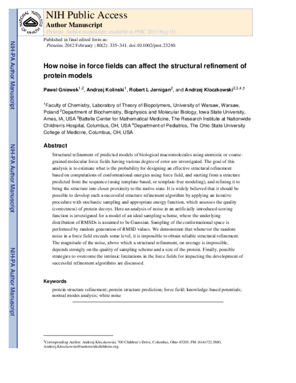 (PDF) How noise in force fields can affect the structural refinement of ...