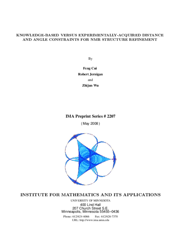 (PDF) Knowledge-Based Versus Experimentally Acquired Distance and Angle Constraints for NMR ...