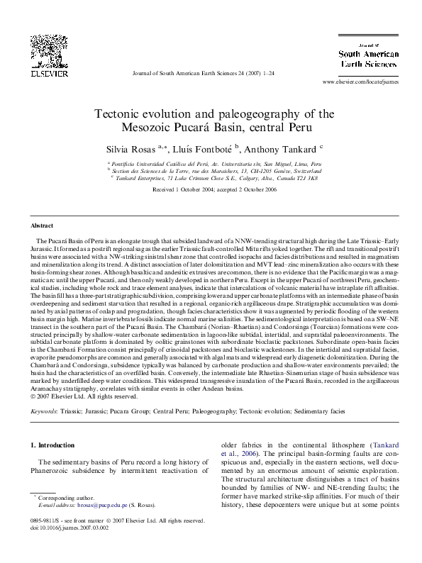 (PDF) Tectonic evolution and paleogeography of the Mesozoic Pucará ...