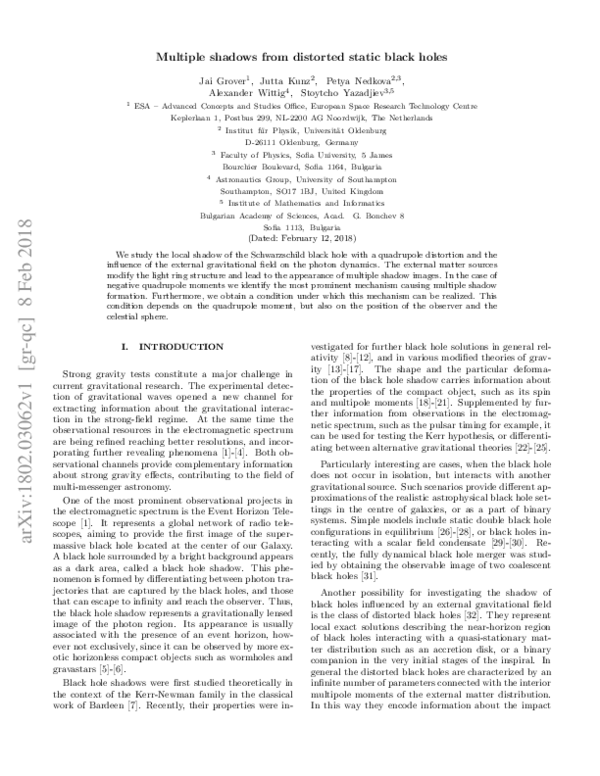 (PDF) Multiple shadows from distorted static black holes