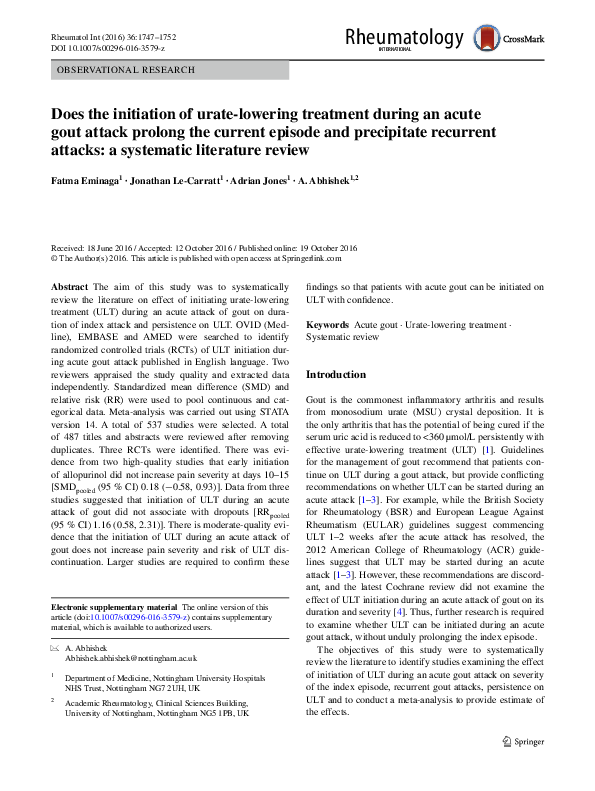 (PDF) Does the initiation of urate-lowering treatment during an acute ...