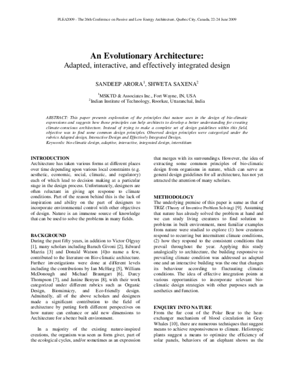 (PDF) An Evolutionary Architecture: Adapted, interactive, and ...