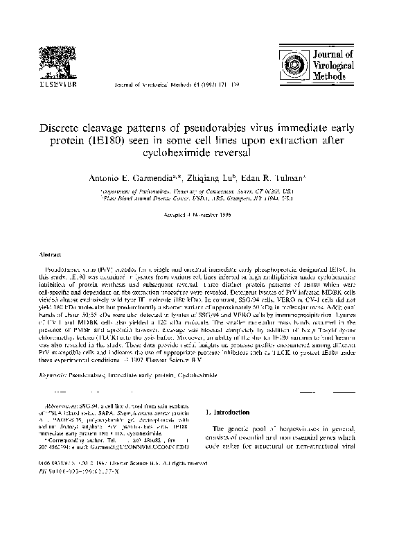 (PDF) Discrete cleavage patterns of pseudorabies virus immediate early protein (IE 180) seen in ...