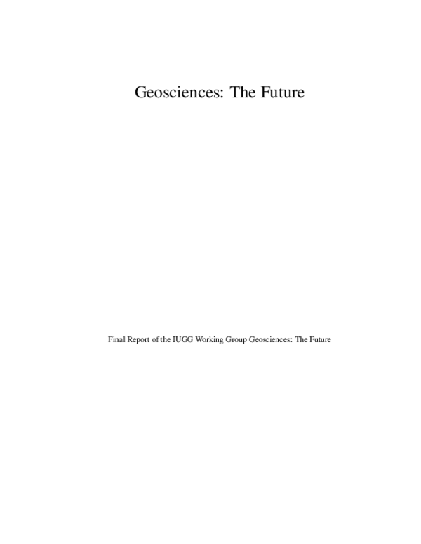 (PDF) Geosciences: The Future Final Report of the IUGG Working Group ...