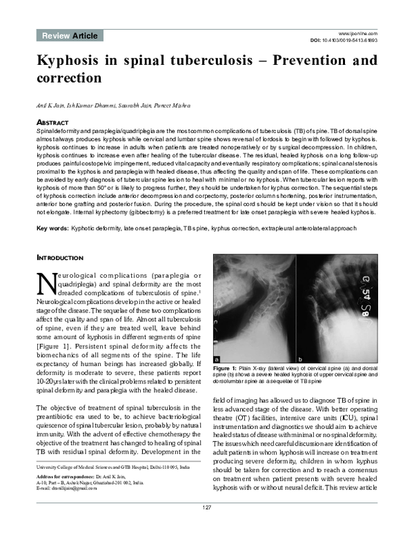 (PDF) Kyphosis in spinal tuberculosis \3- Prevention and correction