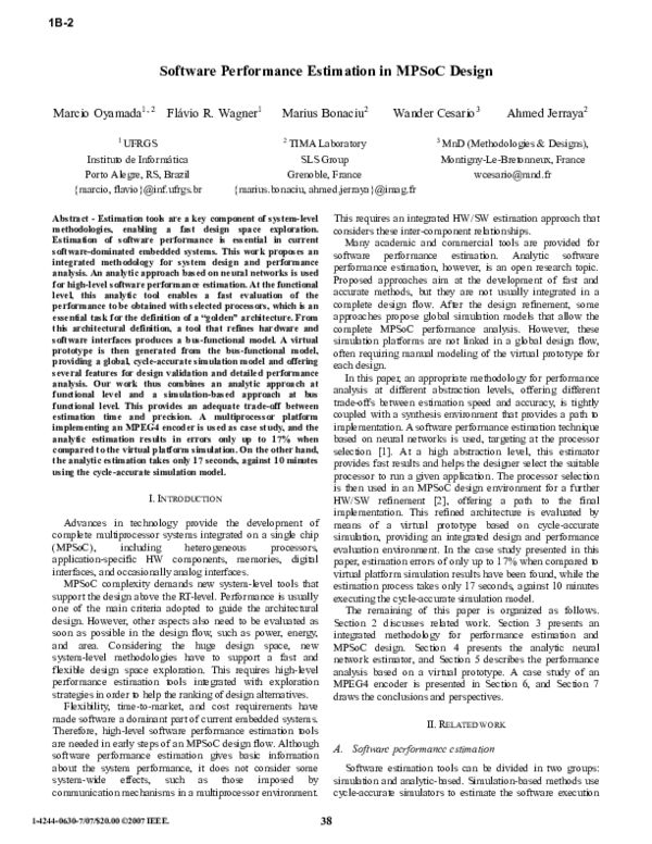 (PDF) Software Performance Estimation in MPSoC Design