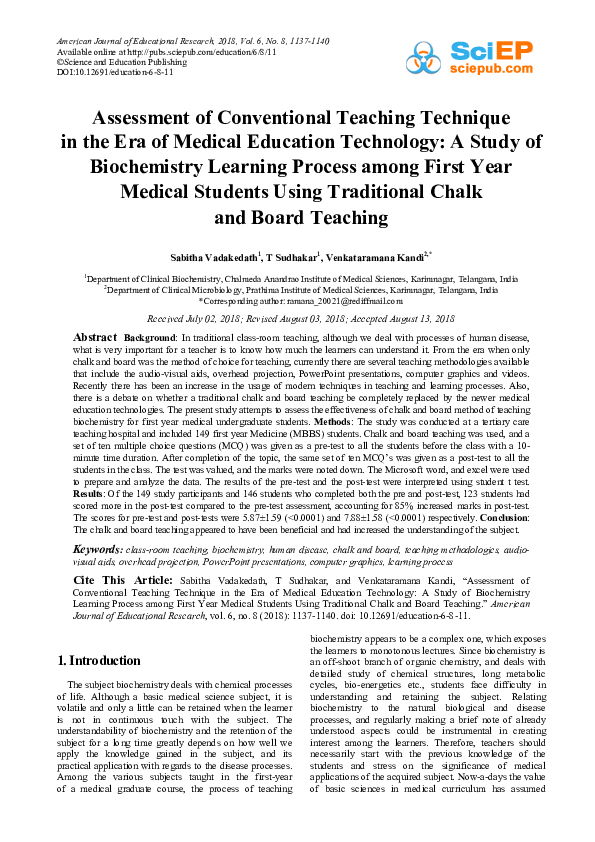 (PDF) Assessment of Conventional Teaching Technique in the Era of ...