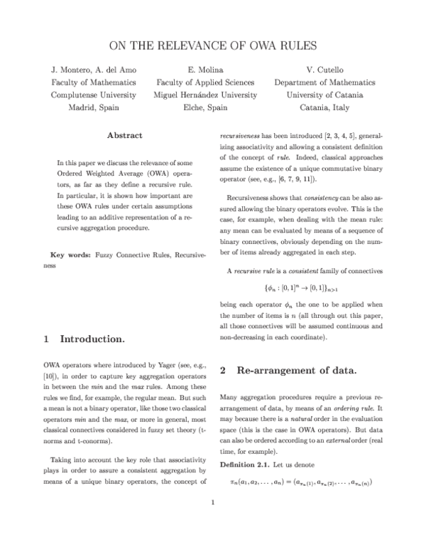(PDF) On the relevance of OWA rules