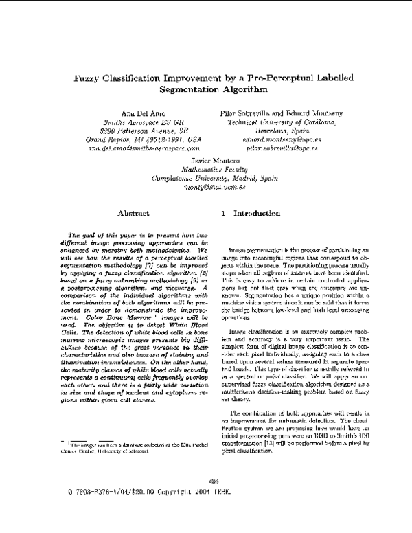 Pdf Fuzzy Classification Improvement By A Pre Perceptual Labelled Segmentation Algorithm