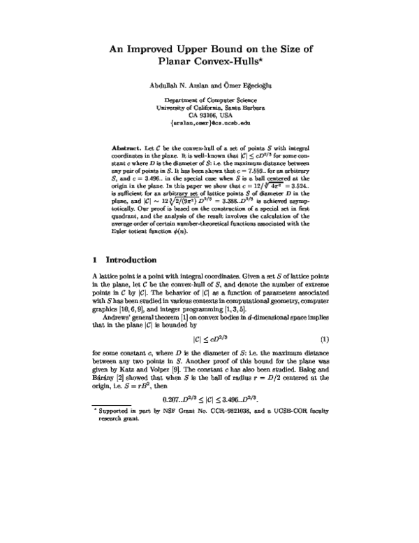(PDF) An Improved Upper Bound on the Size of Planar Convex-Hulls