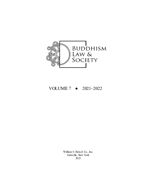 (PDF) Buddhism, Law & Society, Vol. 7 (2021–2022), ed. Rebecca Redwood ...