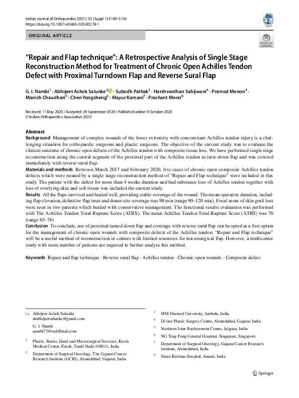 (PDF) S-shaped reverse sural flap for reconstruction of tissue defect ...