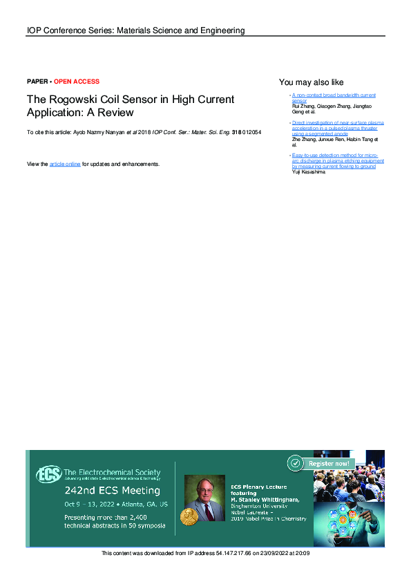 (PDF) The Rogowski Coil Sensor in High Current Application: A Review