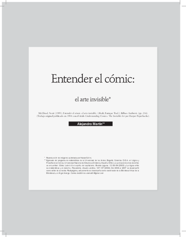 (PDF) Entender el cómic: el arte invisible