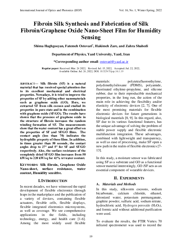 (PDF) Fibroin Silk Synthesis and Fabrication of Silk Fibroin/Graphene ...