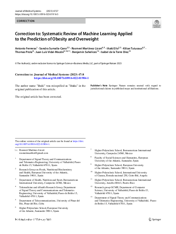 (PDF) Correction to: Systematic Review of Machine Learning Applied to ...