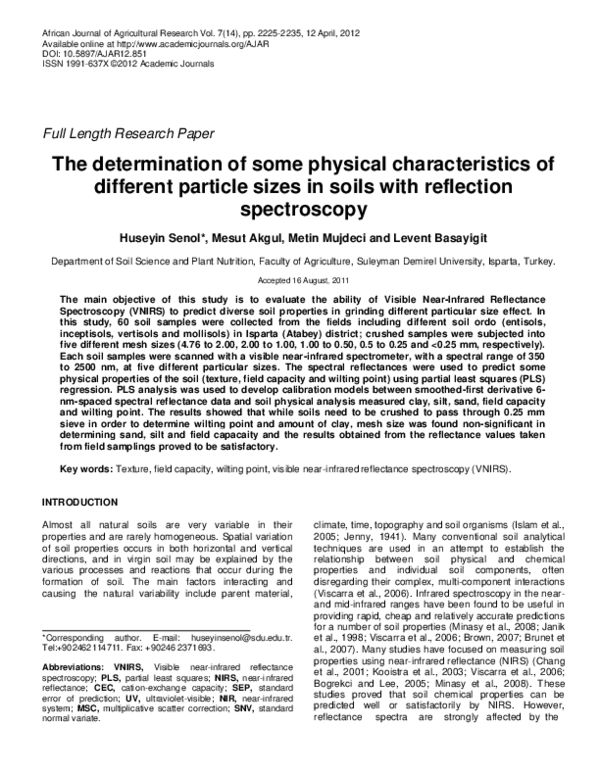 (PDF) The determination of some physical characteristics of different particle sizes in soils ...