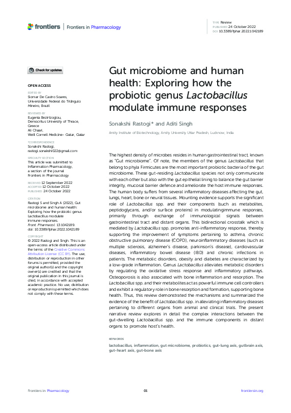 (PDF) Gut microbiome and human health: Exploring how the probiotic ...