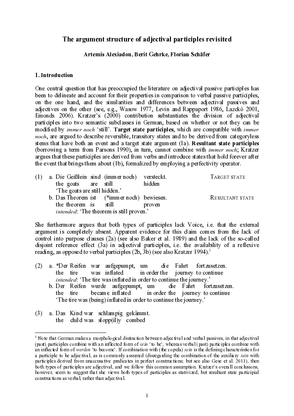 (PDF) The argument structure of adjectival participles revisited