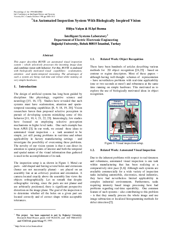 (PDF) An automated inspection system with biologically inspired vision
