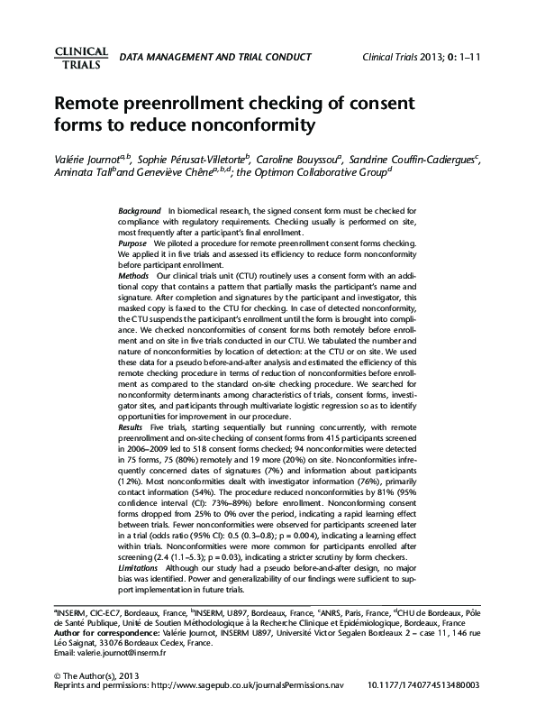 (PDF) Remote preenrollment checking of consent forms to reduce ...