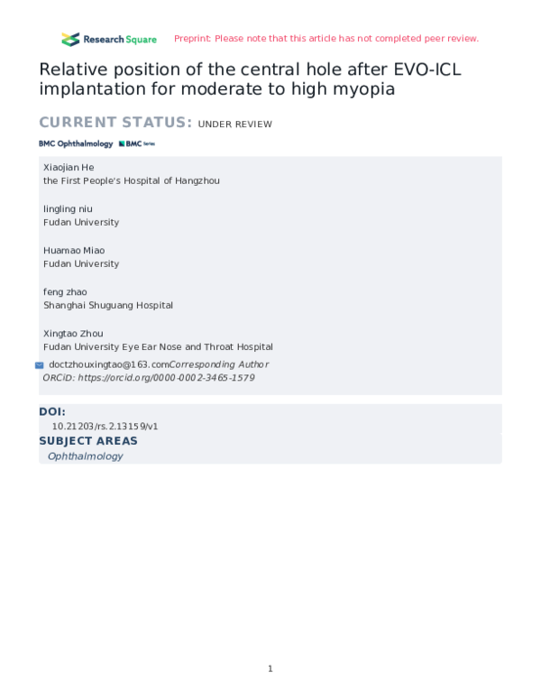 (PDF) Relative position of the central hole after EVO-ICL implantation ...