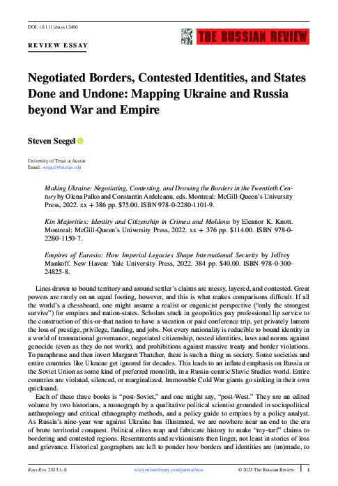 (PDF) Article Review Essay, "Negotiated Borders, Contested Identities ...