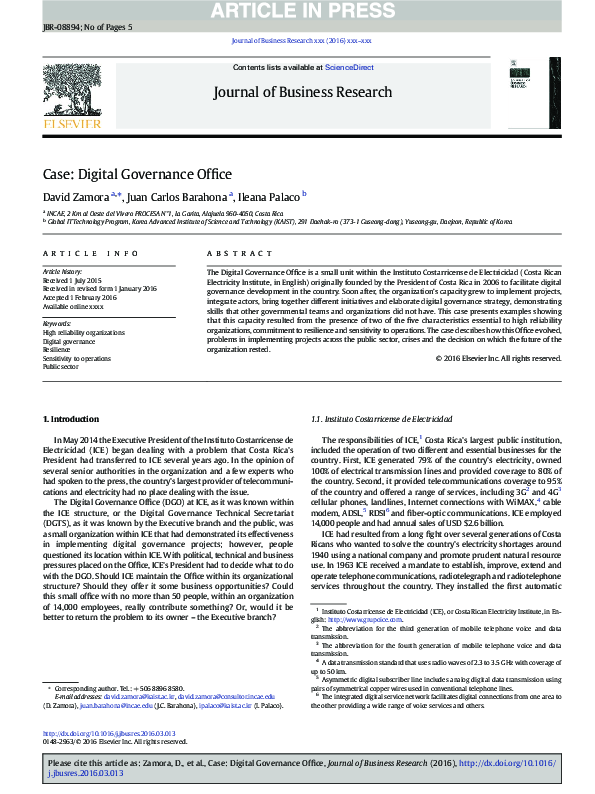 (PDF) Case: Digital Governance Office