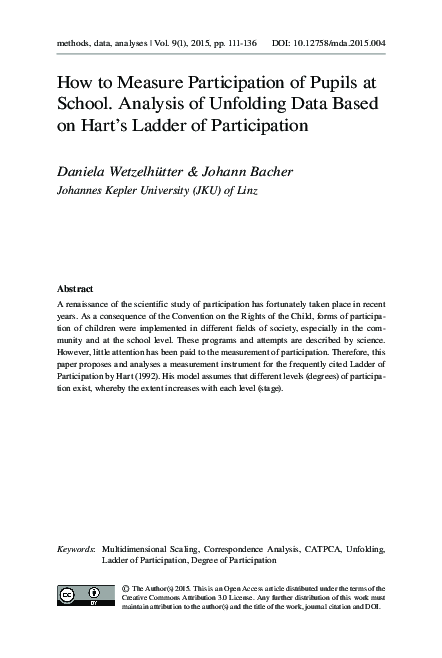 (PDF) How to Measure Participation of Pupils at School. Analysis of ...