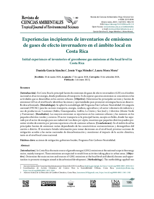 (PDF) Experiencias incipientes de inventarios de emisiones de gases de ...