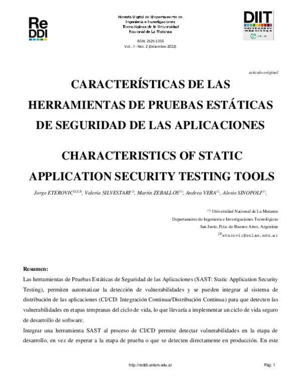 (PDF) Características de las herramientas de pruebas estáticas de ...