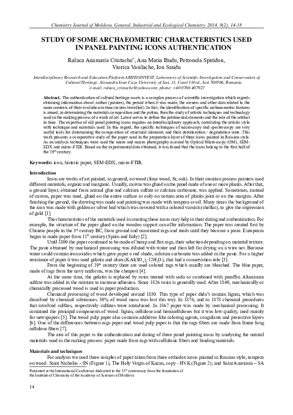 (PDF) Study of Some Archaeometric Characteristics Used in Panel ...