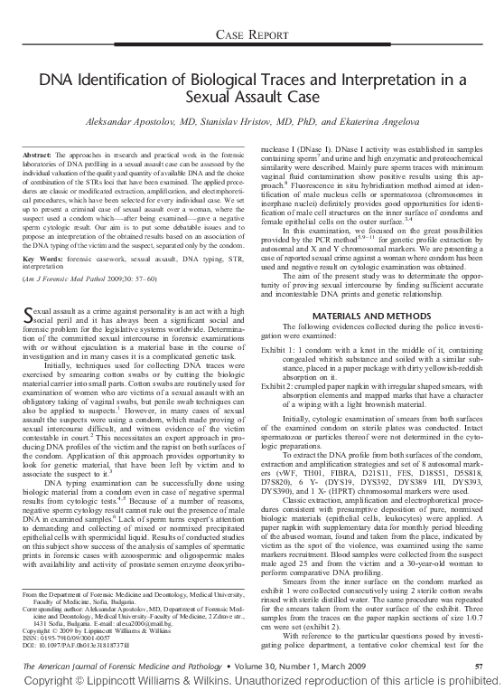 (PDF) DNA Identification of Biological Traces and Interpretation in a ...