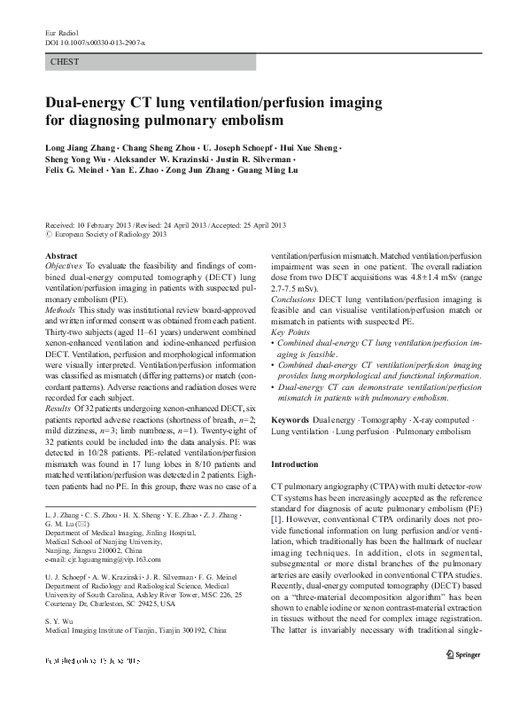 (PDF) Dual-energy CT lung ventilation/perfusion imaging for diagnosing ...