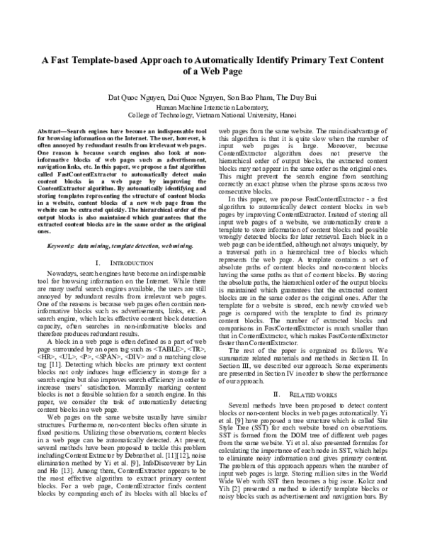 (PDF) A Fast Template-Based Approach to Automatically Identify Primary ...