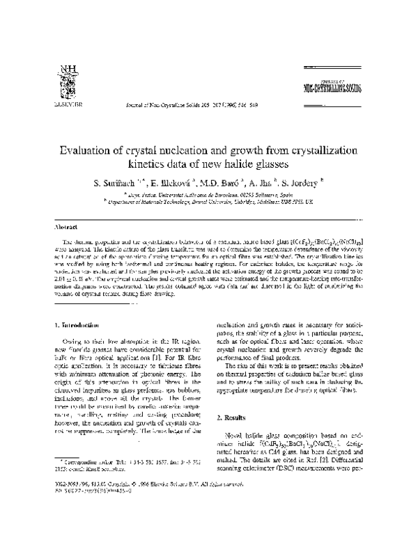 (PDF) Evaluation of crystal nucleation and growth from crystallization kinetics data of new ...