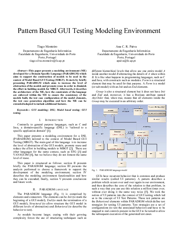 (PDF) Pattern Based GUI Testing Modeling Environment