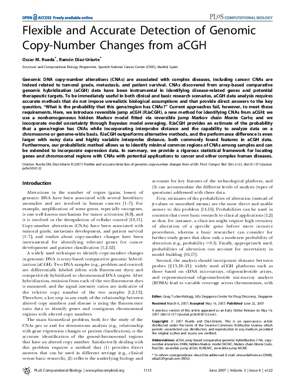 (PDF) Flexible and accurate detection of genomic copy-number changes from aCGH | Ramon Diaz ...