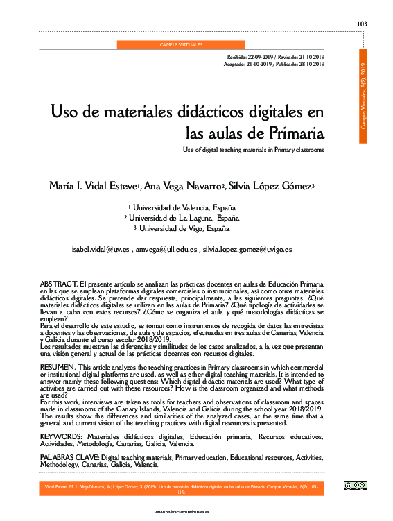 (PDF) Uso de materiales didáctivos digitales en las aulas de Primaria