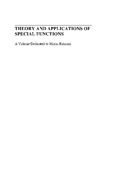 (PDF) Theory and applications of special functions