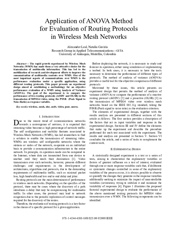 (PDF) ANOVA Evaluation of Routing Protocols in WMNs