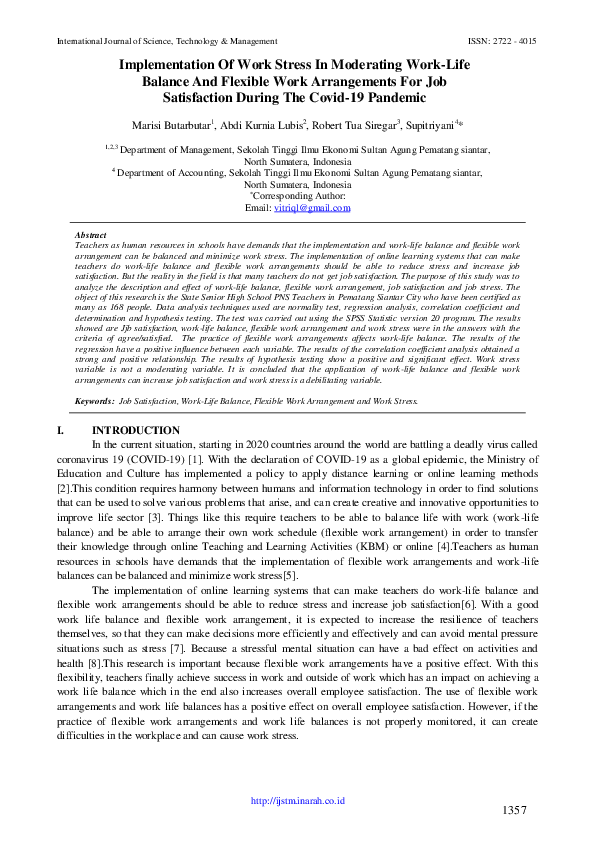 (PDF) Implementation Of Work Stress In Moderating Work-Life Balance And ...