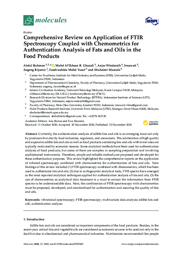 Comprehensive Review on Application of FTIR Spectroscopy Coupled with ...