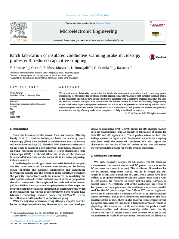 (PDF) Batch fabrication of insulated conductive scanning probe ...